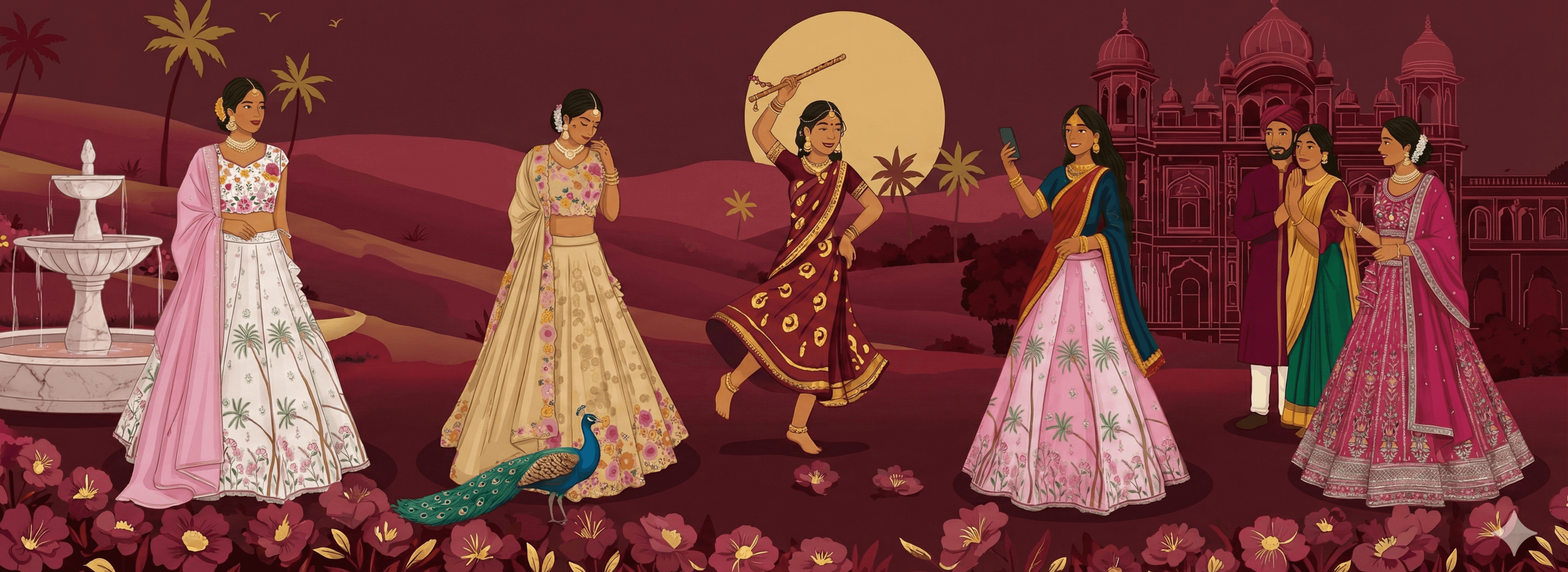 Rust Orange Mirror & Thread Embroidered Lehenga Set – Kayara Label